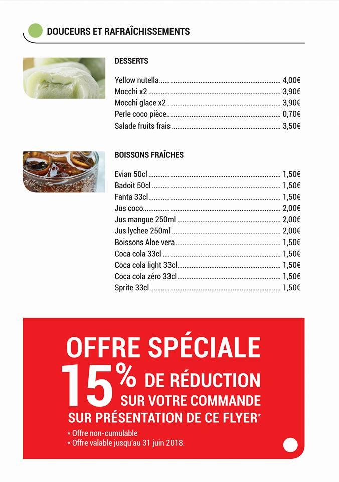 Menu au Le Sao restaurant, Cavaillon