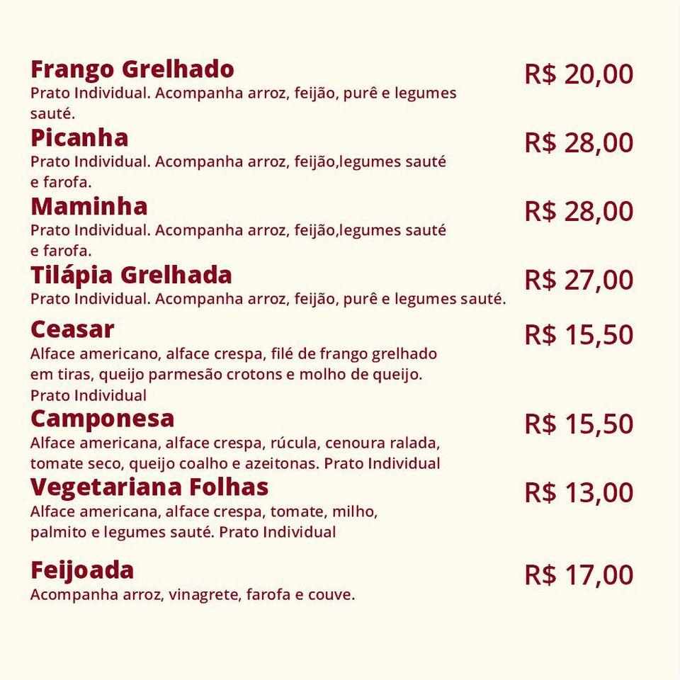 Carta del restaurante Rio Center Grill, Juazeiro