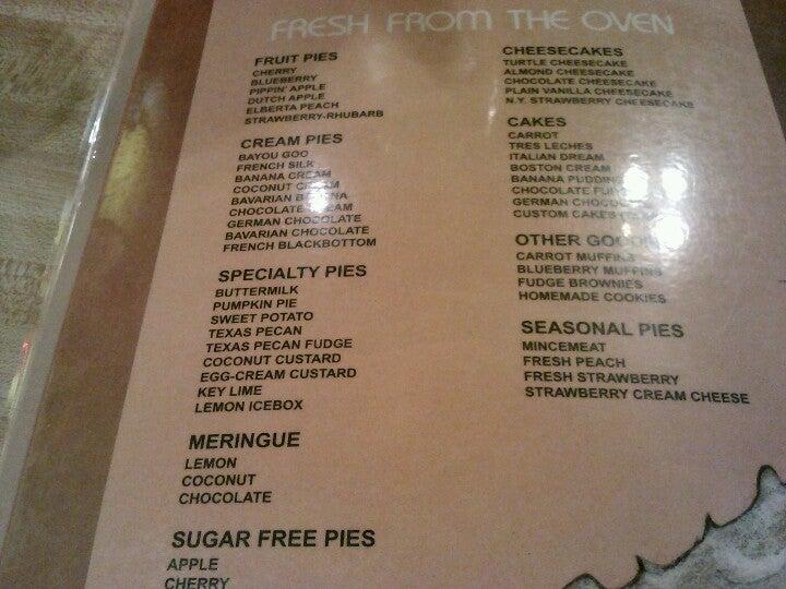 Menu at House of Pies desserts, Houston, Westheimer Rd