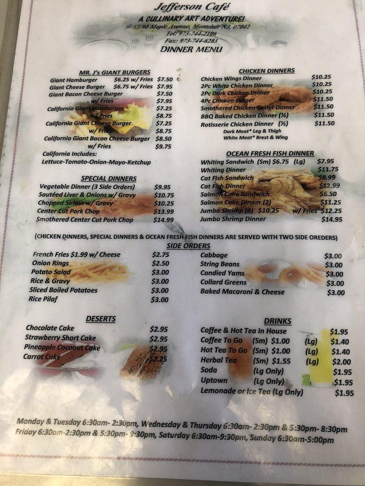 Menu at Jefferson Cafe & Food Market, Montclair