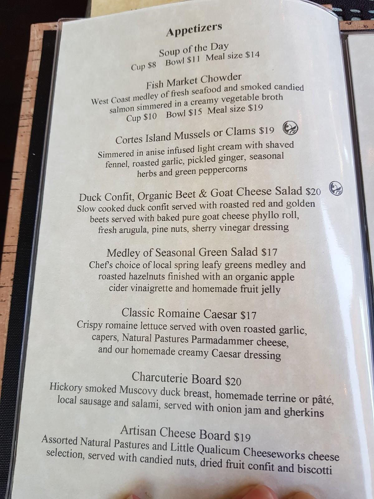 Menu at Locals Restaurant, Courtenay