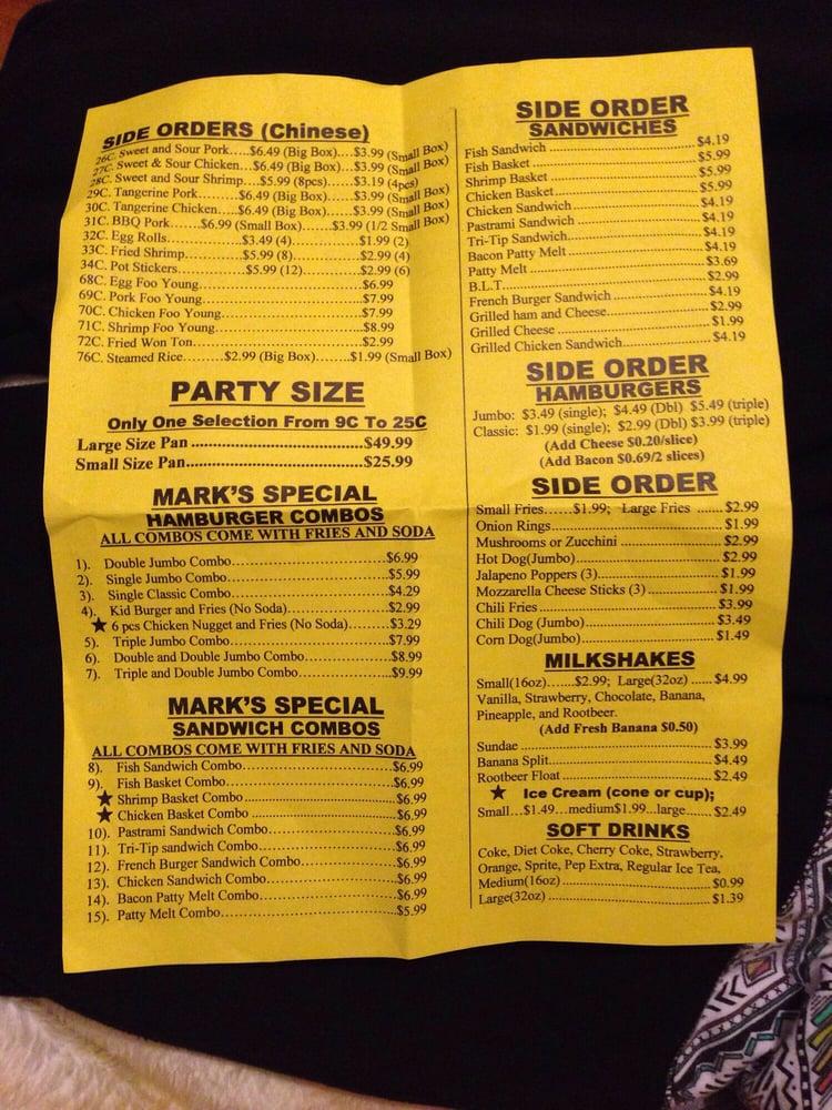 Menu at Mark's Kitchen restaurant, Fresno