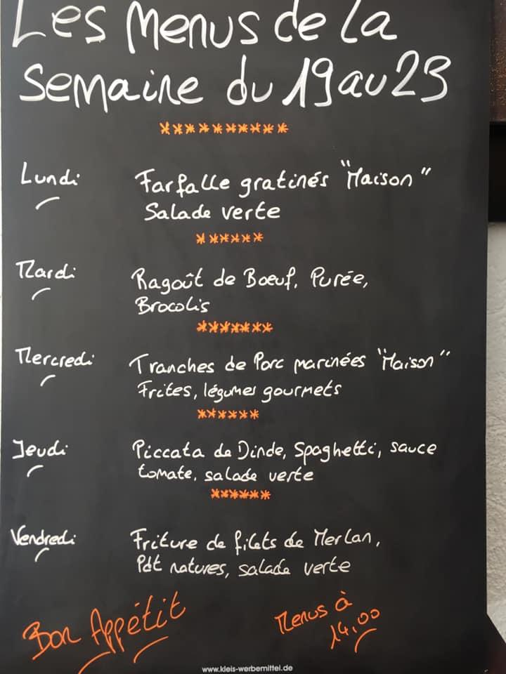 Menu at Monkey Bar, Porrentruy