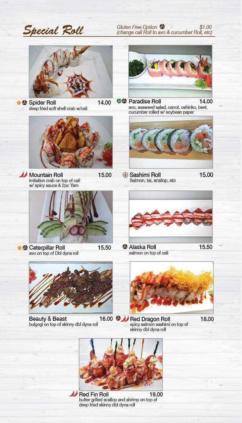 Menu at Red Fin Sushi & K-Food restaurant, Castlegar