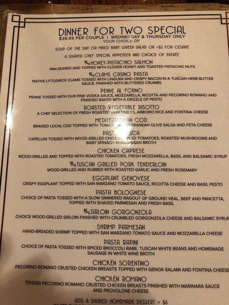 Menu at Sophia's Tuscan Grille restaurant, Warwick