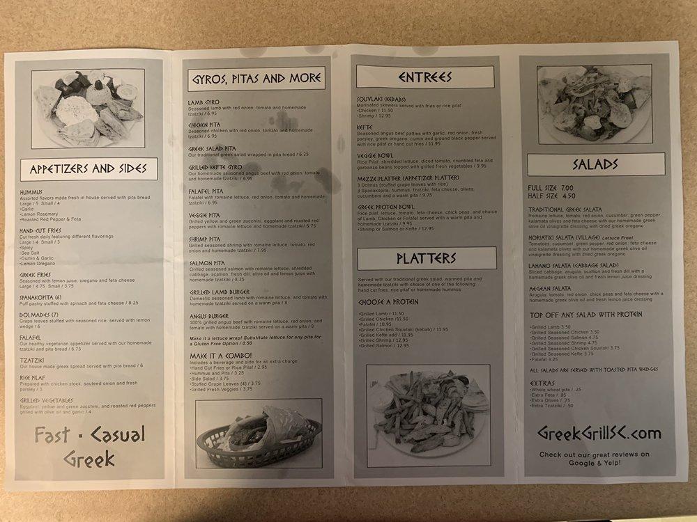 Menu at THE GREEK GRILL, Fort Mill restaurant, Tega Cay
