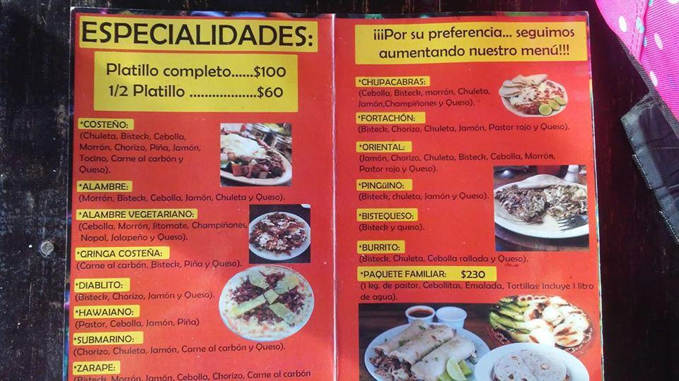 Menu at TAQUERÍA LOS COSTEÑOS restaurant, Chilpancingo