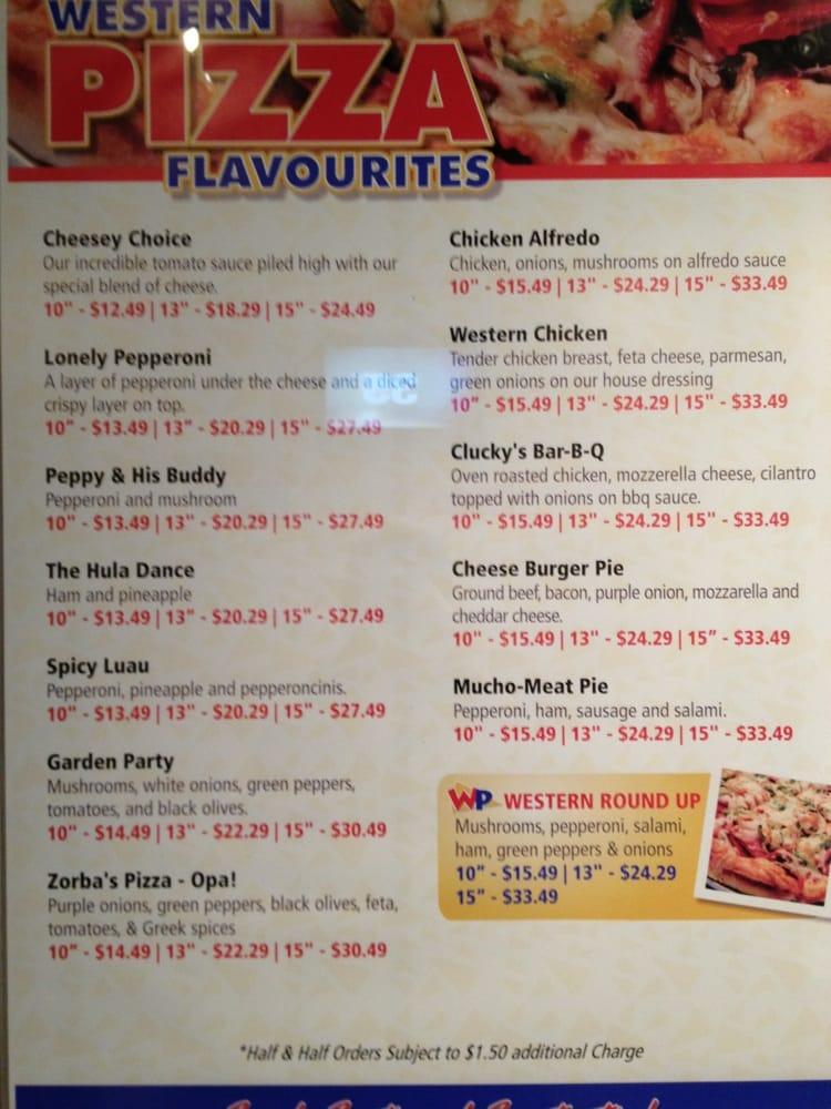 Menu at Western Pizza Express pizzeria, Calgary, 90 Cranleigh Dr SE #11