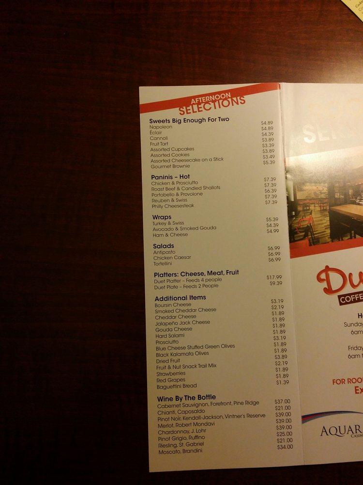 Menu at Duet Coffee & Wine pub & bar, Laughlin