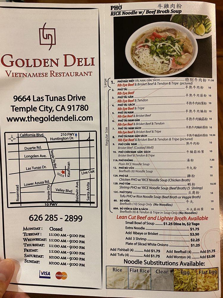 Menu at Golden Deli Temple City restaurant, Temple City