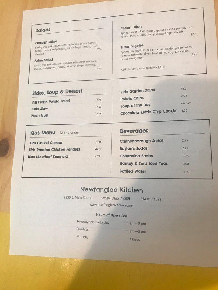 Menu at Newfangled Kitchen restaurant, Bexley