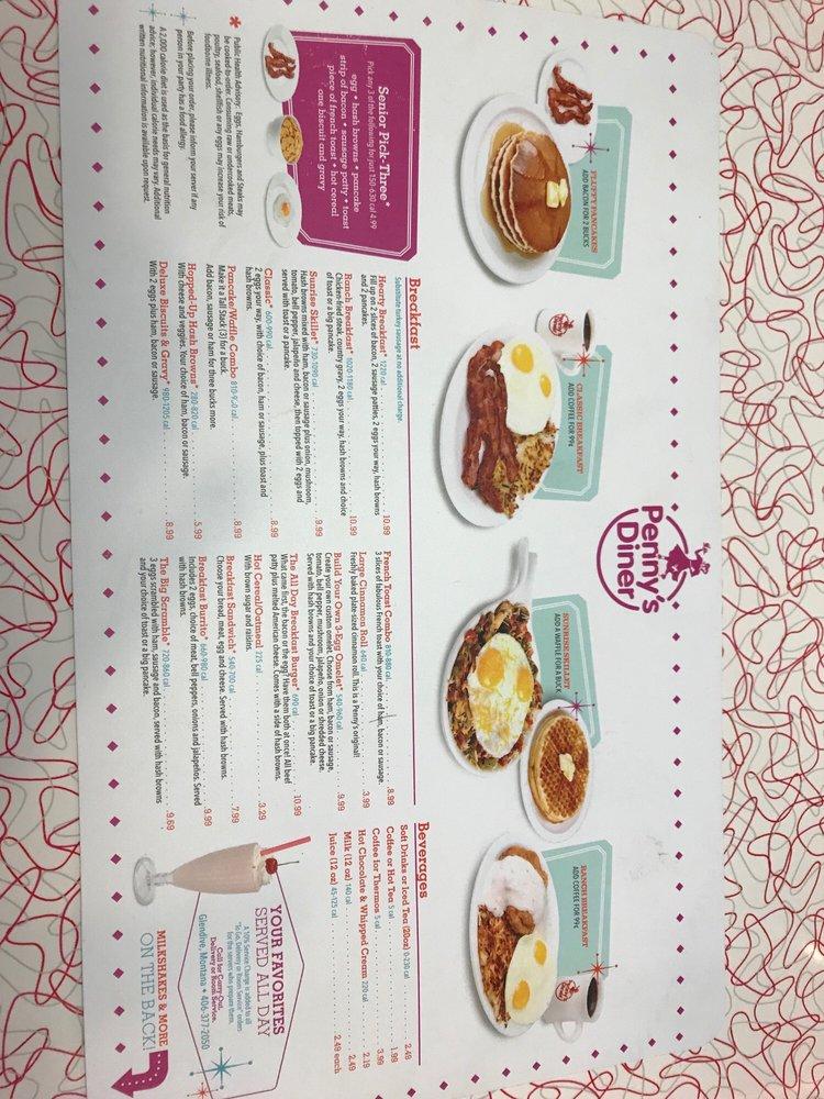 Menu at Penny's Diner restaurant, Glendive
