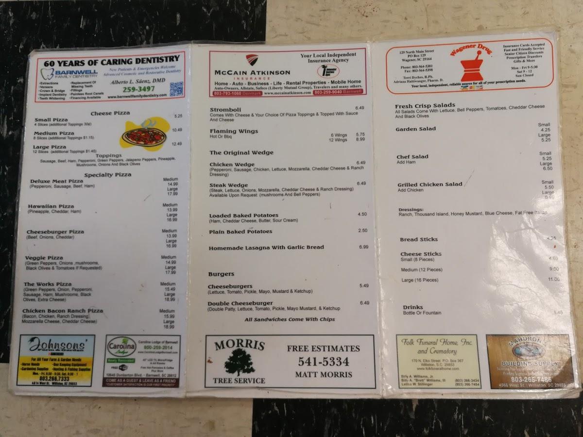 Menu at Russell's Pizza pizzeria, Wagener