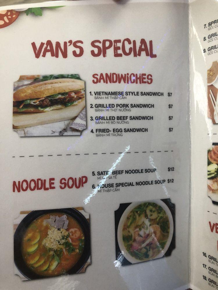 Menu at Van Vietnamese Cuisine restaurant, Hilo