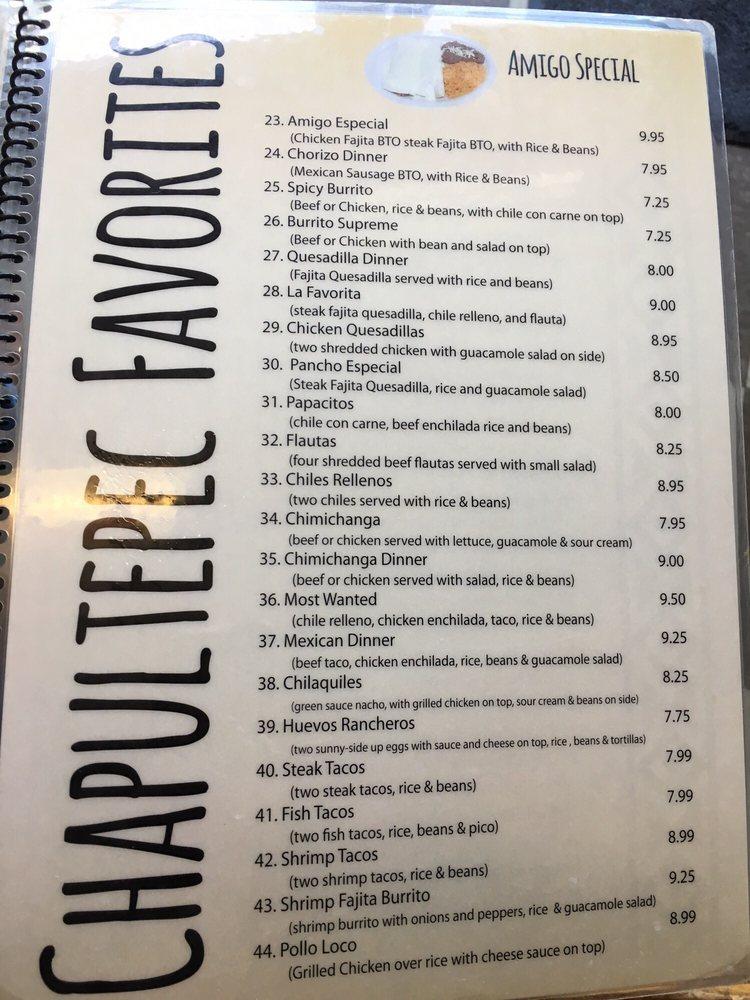 Carta del restaurante Chapultepec Mexican Grill, Tyrone