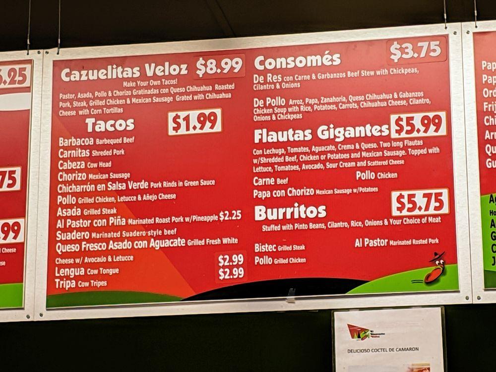 Menu at El Huarache Veloz restaurant, Marietta