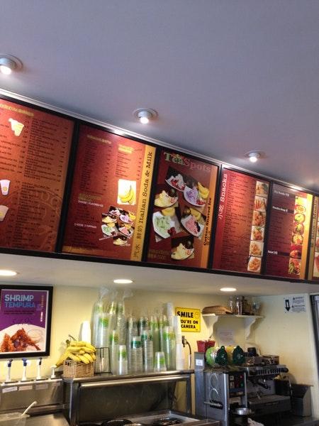 Menu at Tea Spots cafe, Pasadena