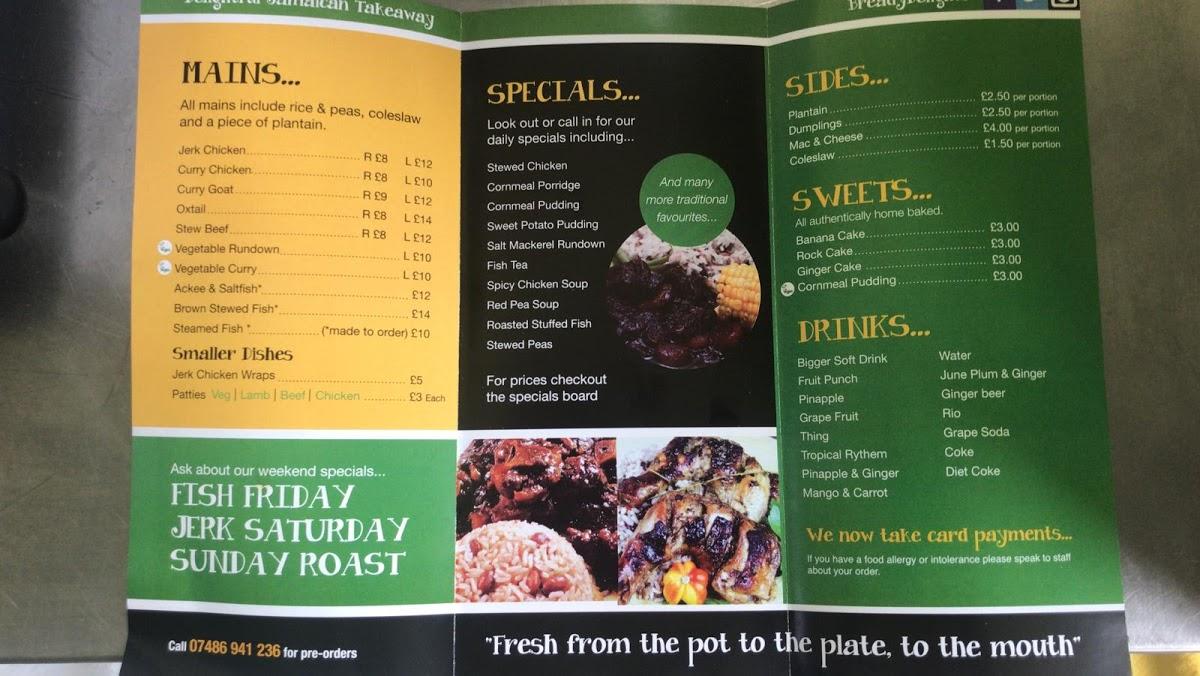 Menu at Bready's Delights Jamaican Food Van restaurant, Brighton