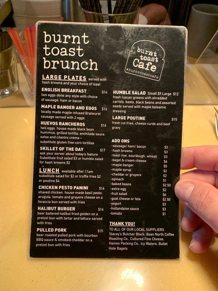 Menu at Burnt Toast Cafe, Whitehorse