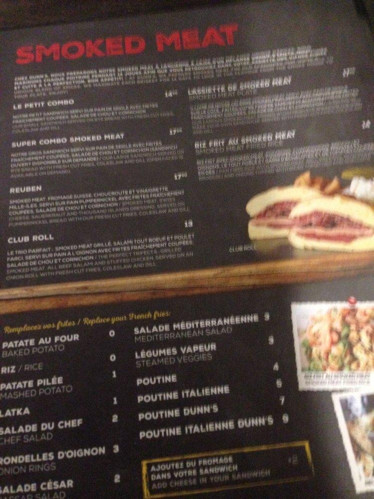 Menu at Dunn's DDO - Smoked Meat Burgers Pizza Poutine pizzeria ...
