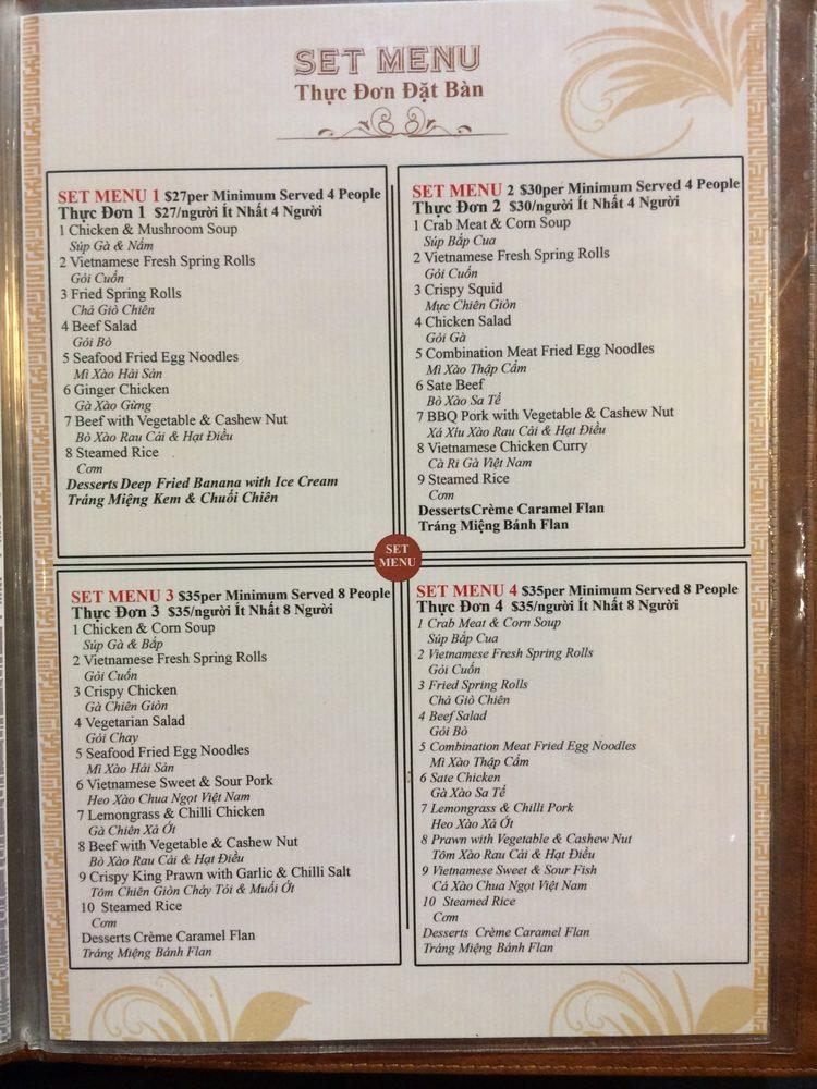 Menu at Hello Vietnam Restaurant, Christchurch