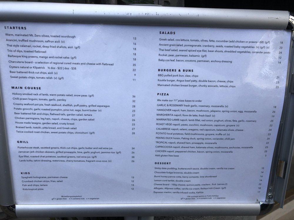 Menu at Koukla pizzeria, Daylesford