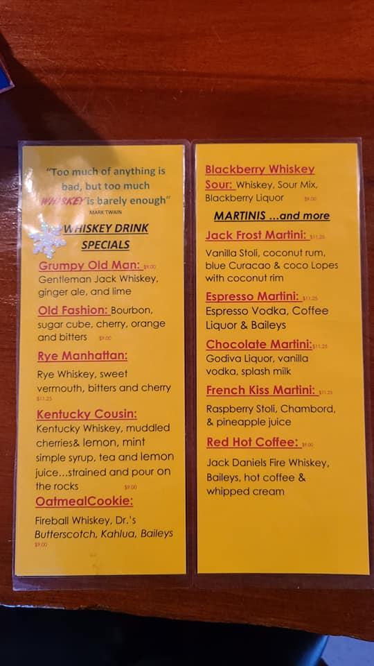 Menu at Pub 97, Groveland