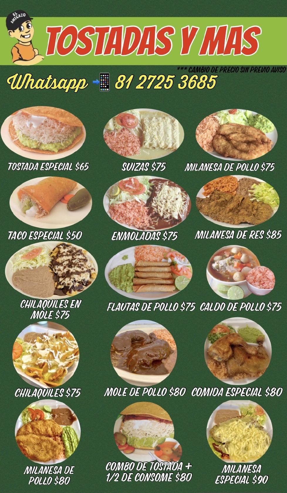 Menu at TOSTADAS Y MAS restaurant, Monterrey