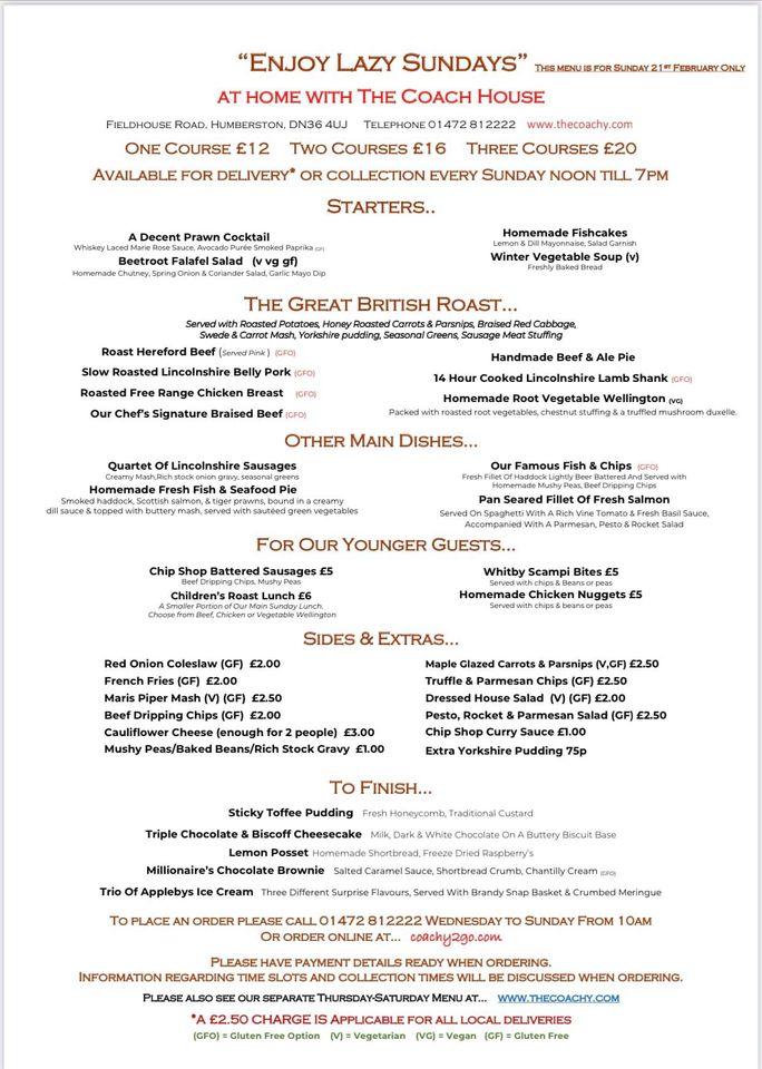 Menu at The Coach House pub & bar, Grimsby
