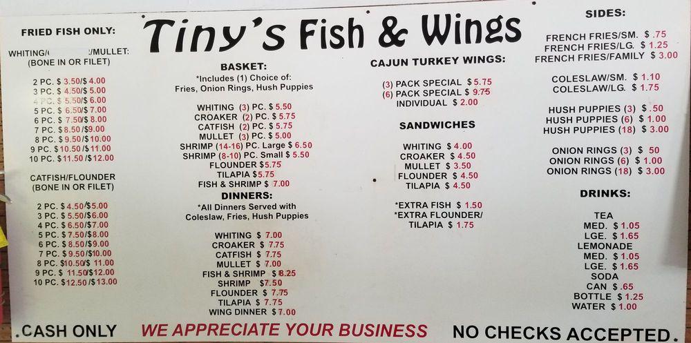 Menu at Tiny's Resturant And Grill restaurant, Newberry