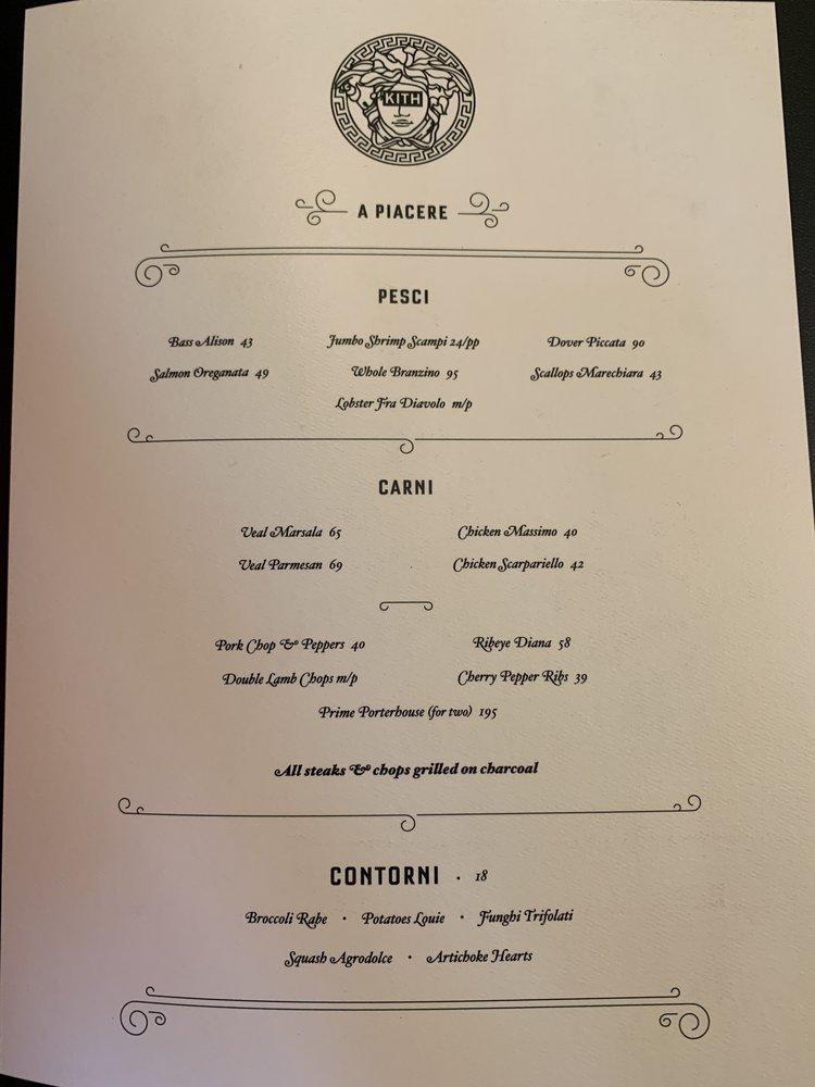 Menu at Carbone New York restaurant, New York City, 181 Thompson St
