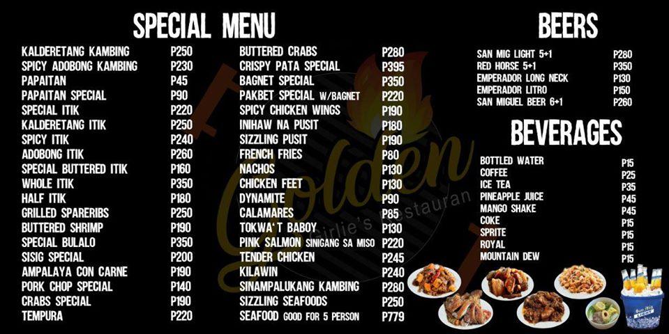 Menu at Golden Grill restaurant, San Mateo