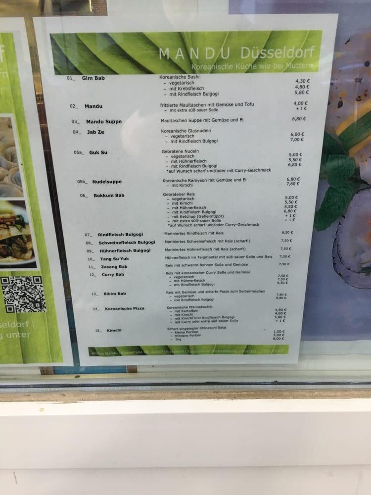 Speisekarte von Mandu fast Food, Düsseldorf