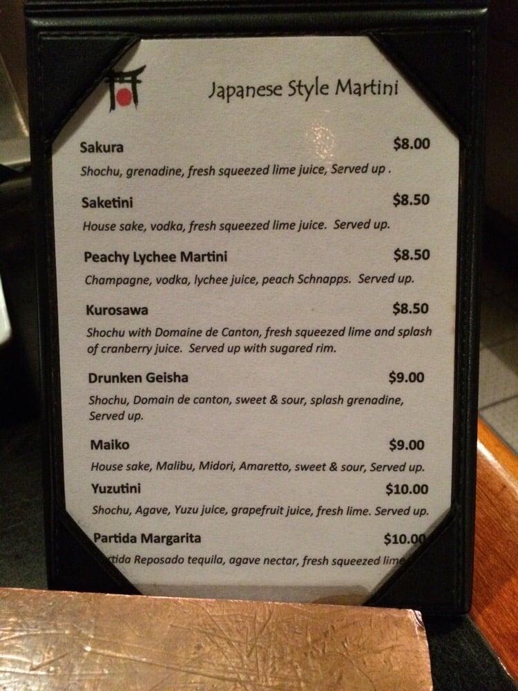 Menu at Musashi's Japanese Steakhouse, Oklahoma City