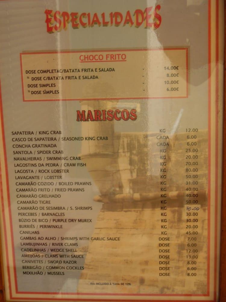 Menu em O Rodinhas restaurante, Sesimbra