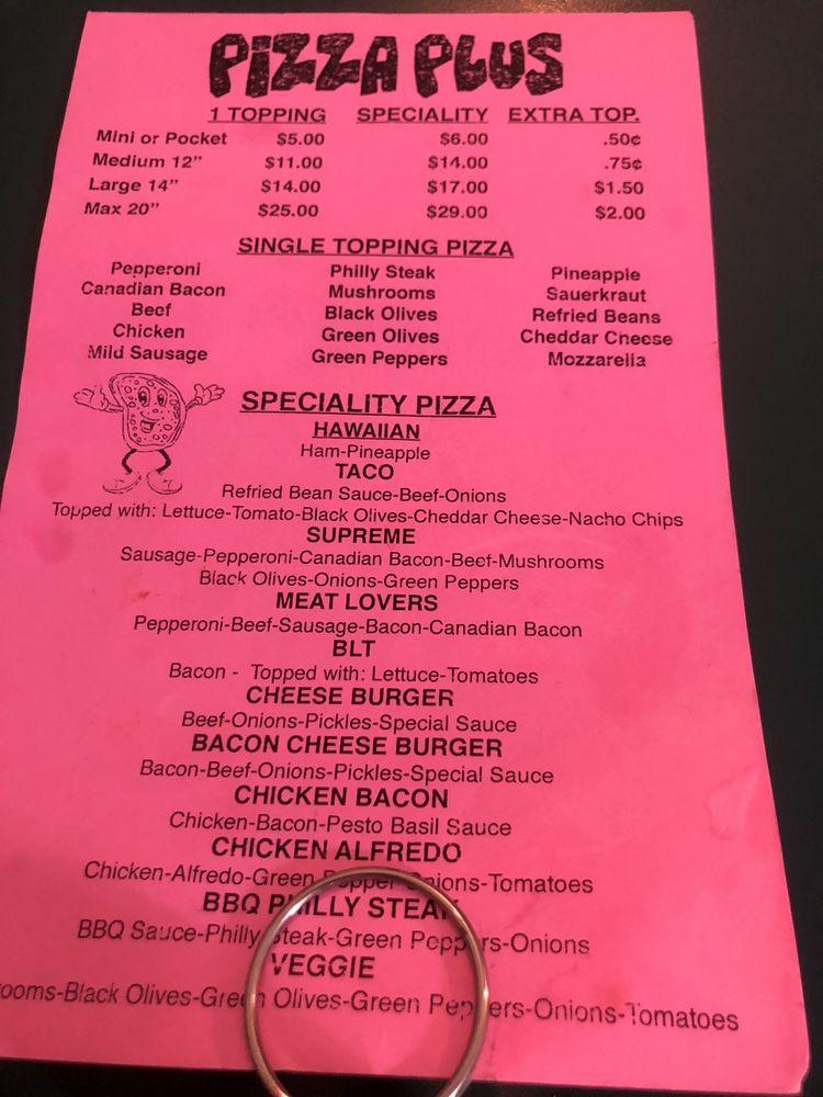 Menu at Pizza Plus pizzeria, Wall Lake