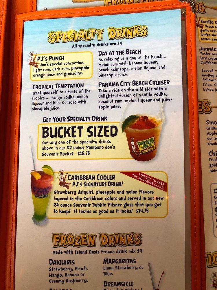 Menu at Pompano Joe's pub & bar, Panama City Beach