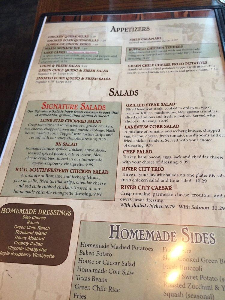 Menu at River City Grille pub & bar, Marble Falls