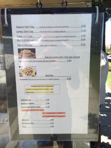 Menu at Surf Doggies restaurant, San Jose