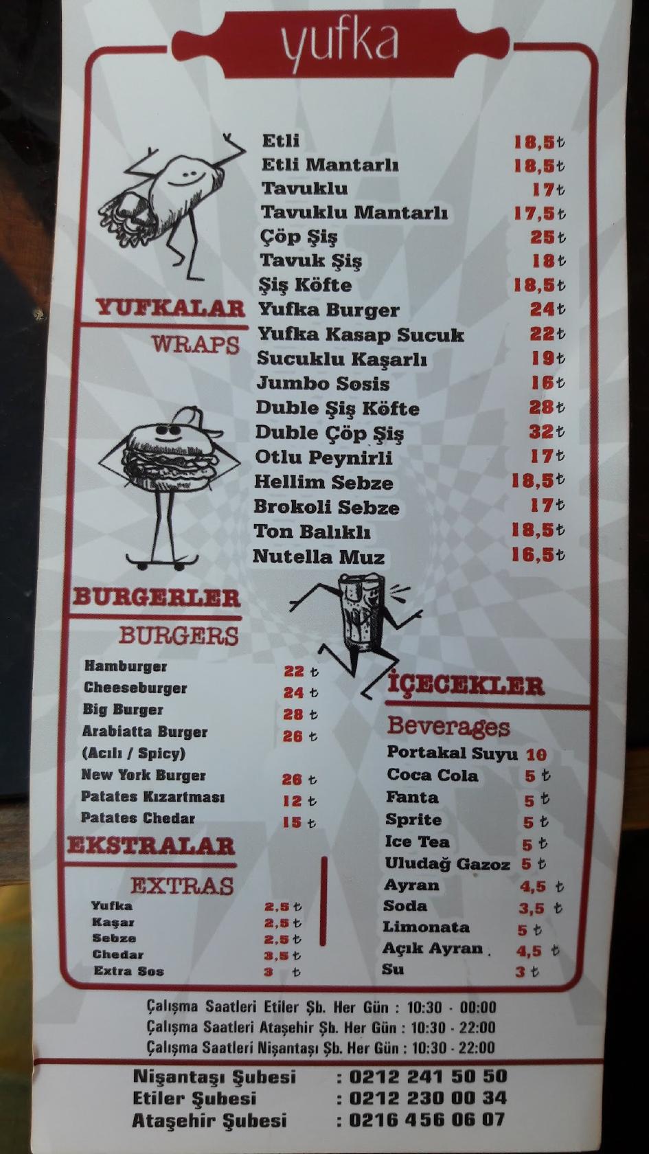Carta de Yufka Dürüm İşleri, Estambul, Barbaros Mah. Dereboyu Cad.