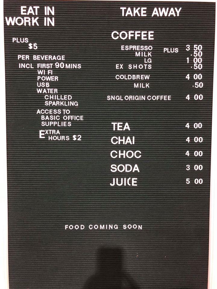 Menu at Coffee Plus Office cafe, Collingwood