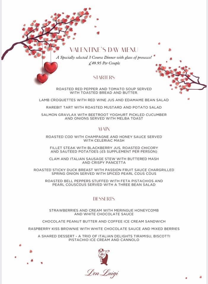 Menu at Don Luigi Formby restaurant, Formby