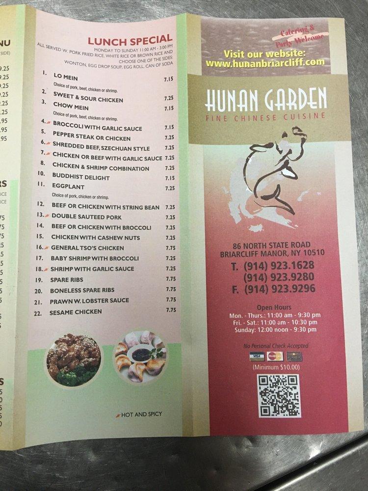 Menu at Hunan Garden restaurant, Briarcliff Manor