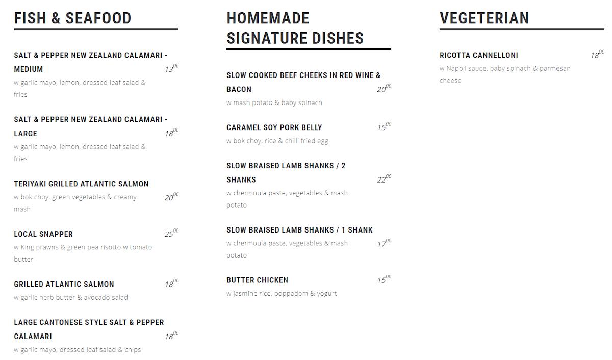 Menu at Paddo RSL pub & bar, Paddington