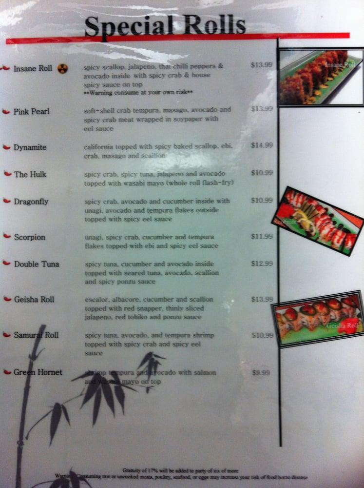 Menu at Sushi NiNi restaurant, Round Rock