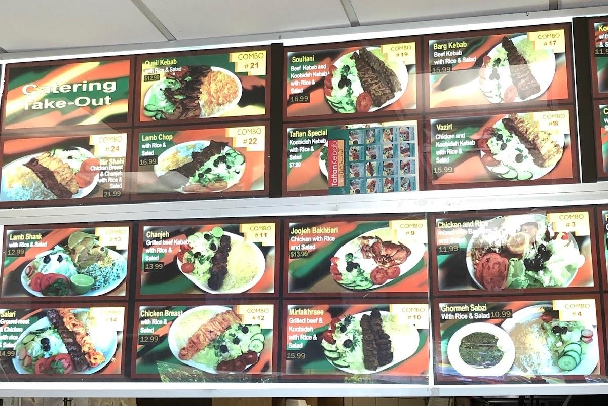 Menu at Taftan Kebab restaurant, Richmond Hill, Yonge St