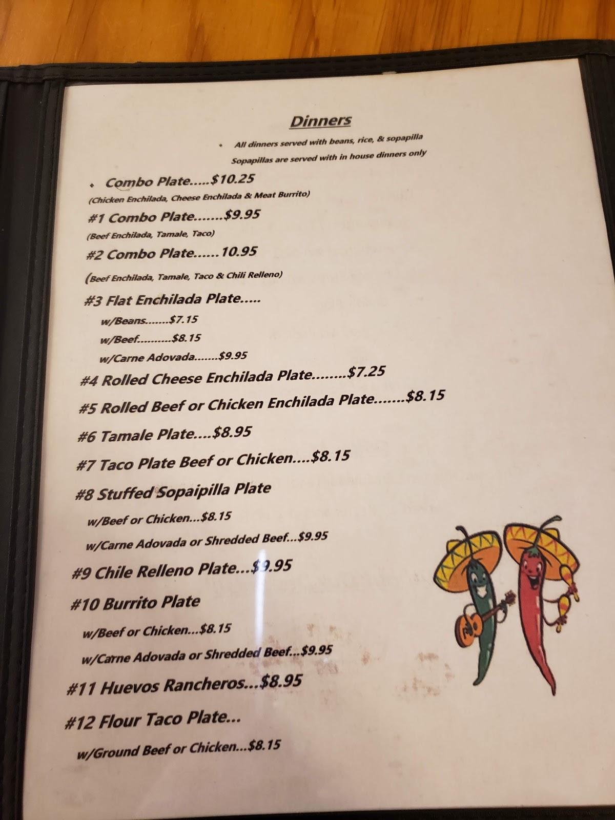 Menu at Desert Diamond Restaurant, Socorro
