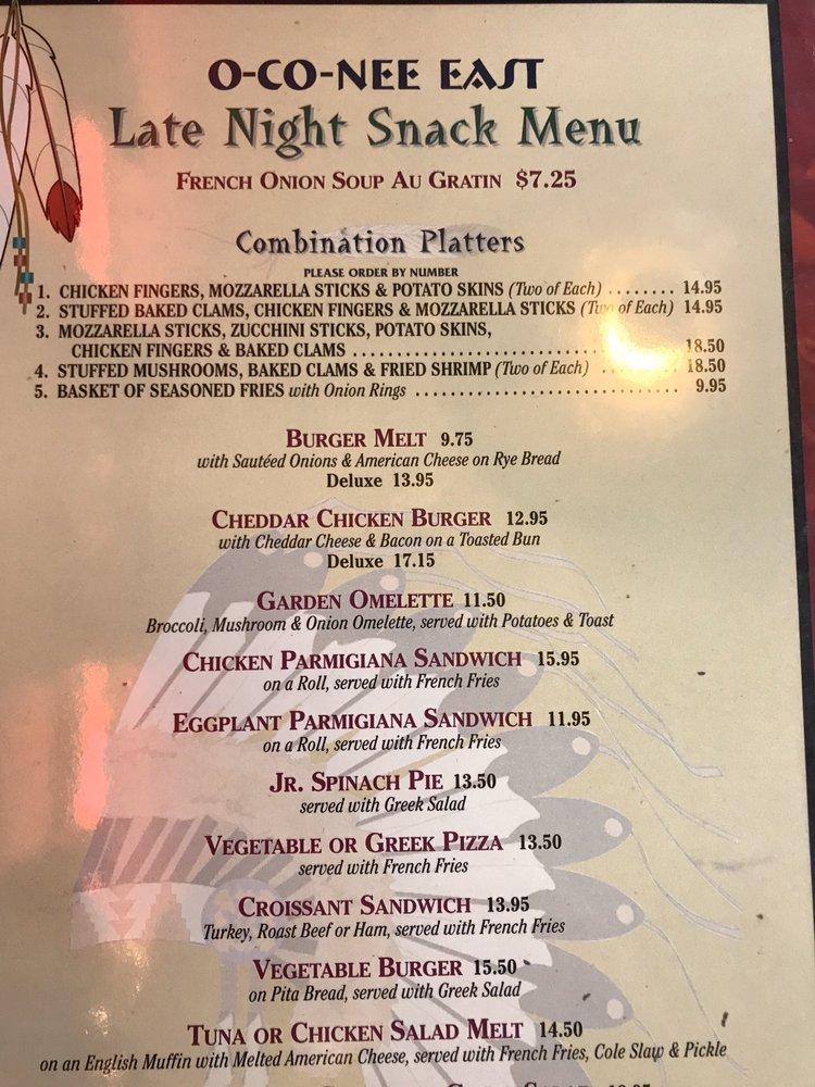 Menu at Oconee East Diner restaurant, Islip