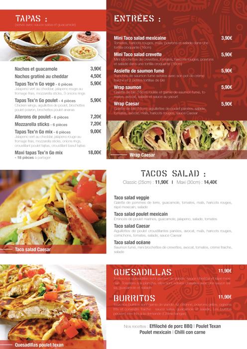 Menu at Tex'nGo restaurant, Antony