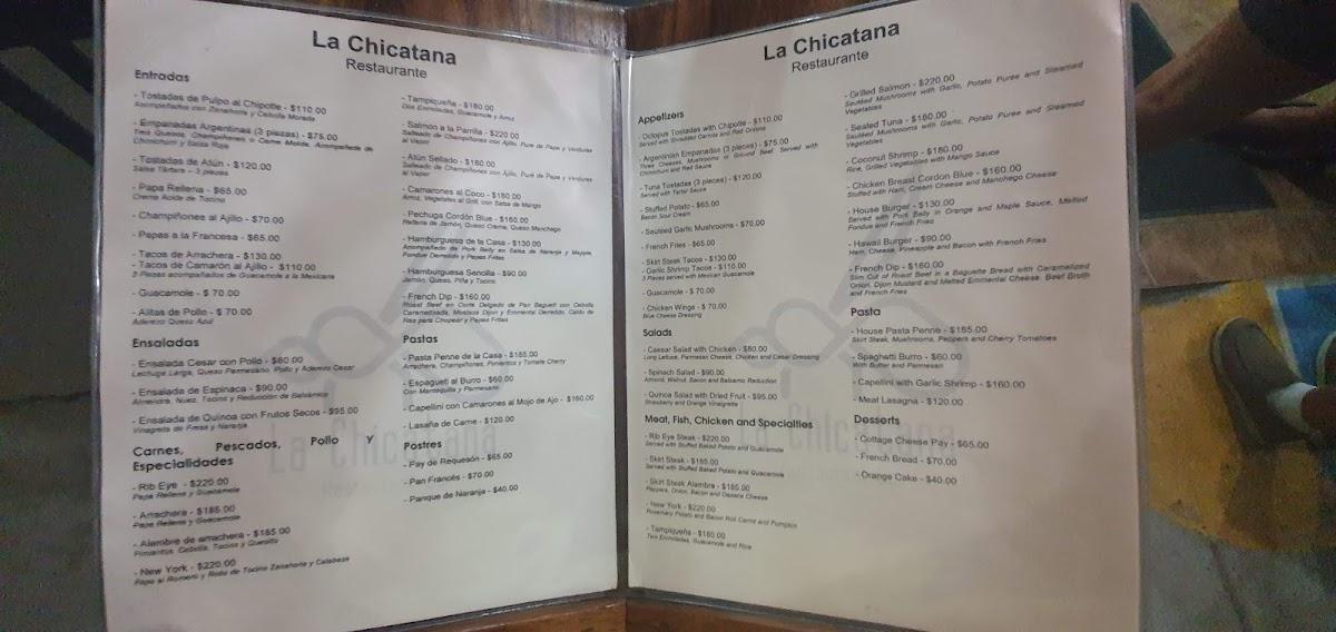 Menu at Restaurante La Chicatana, La Crucecita